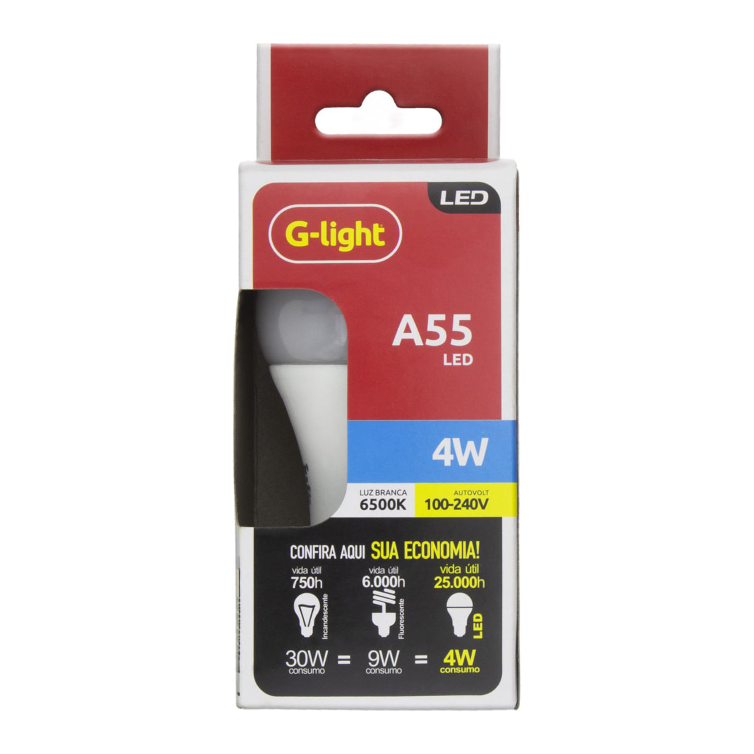 LÂMPADA LED 4W 6500K A55 E27 AUTOVOLT