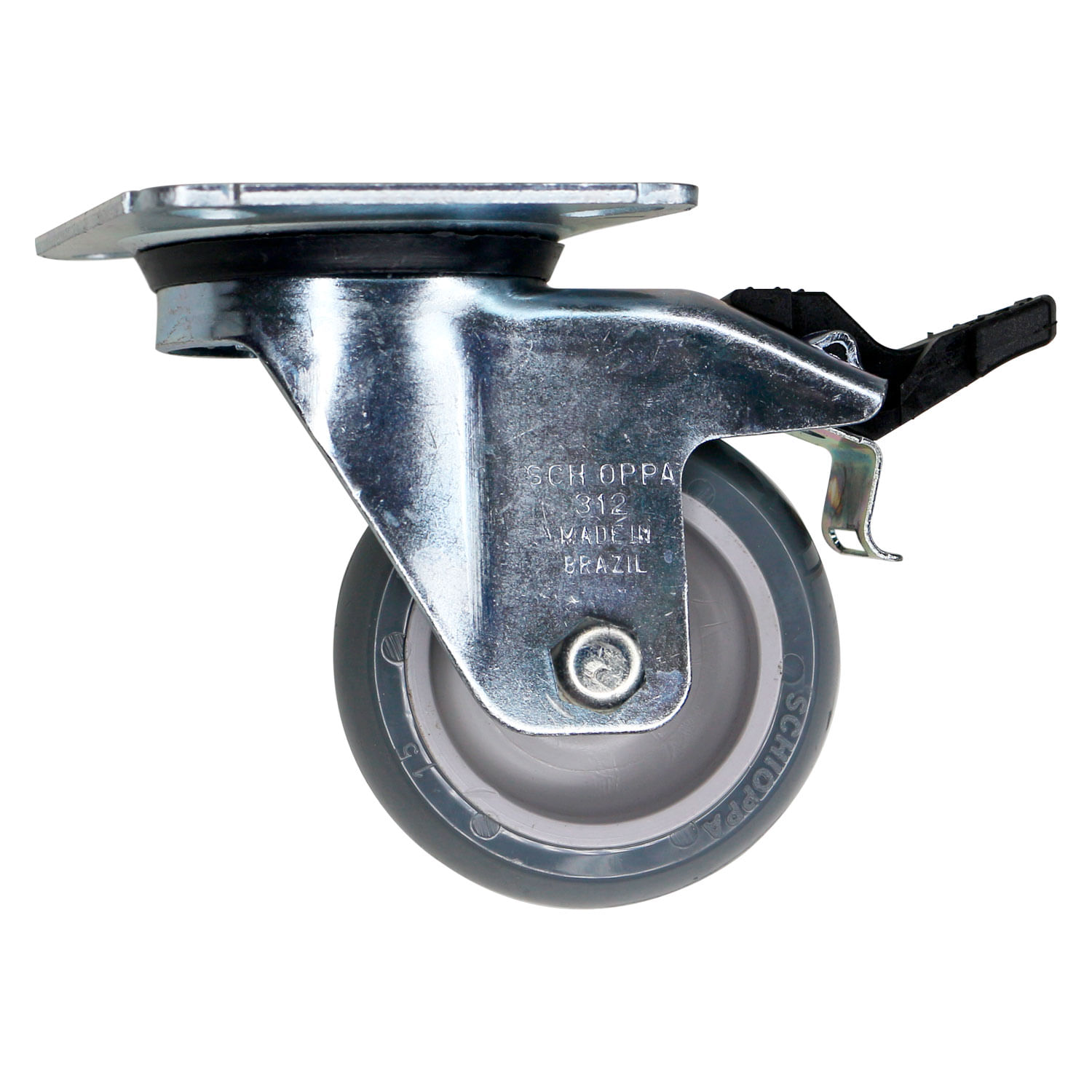 RODÍZIO GIRAT. C/BASE 3" CZ PVC C/FREIO - GL312BP-G