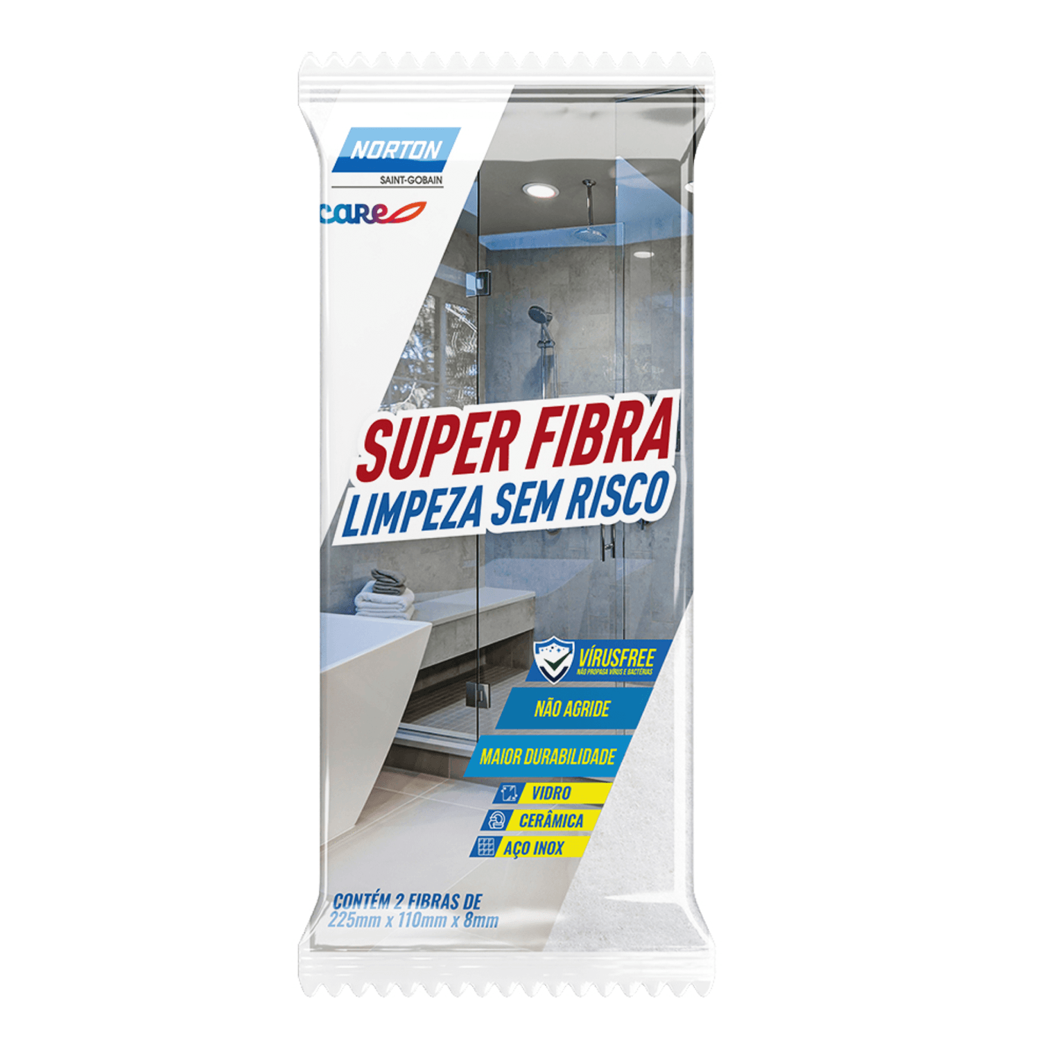 ESPONJA SUPER FIBRA LIMPEZA SEM RISCO 225X110X20 - PCT C/ 2