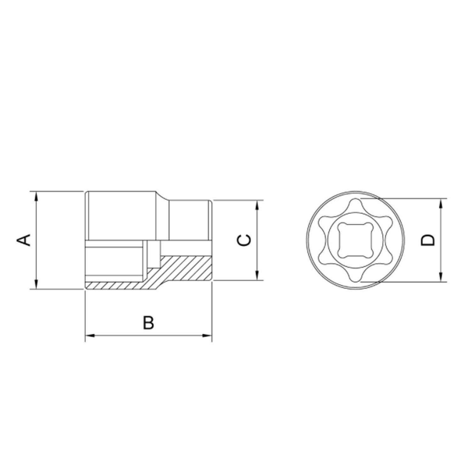 SOQUETE TORX CURTO 1/2" - E 12