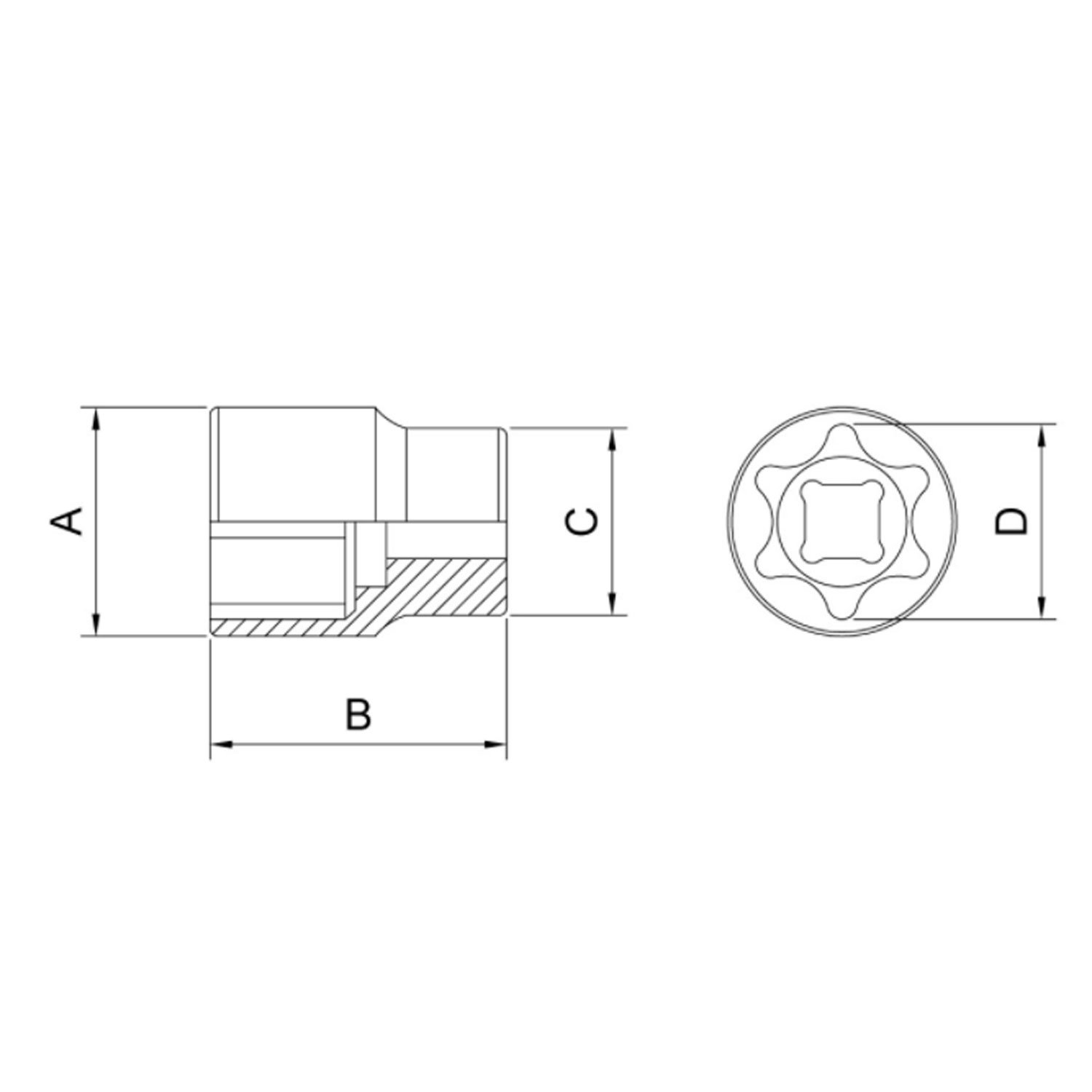 SOQUETE TORX CURTO 1/2" - E 10