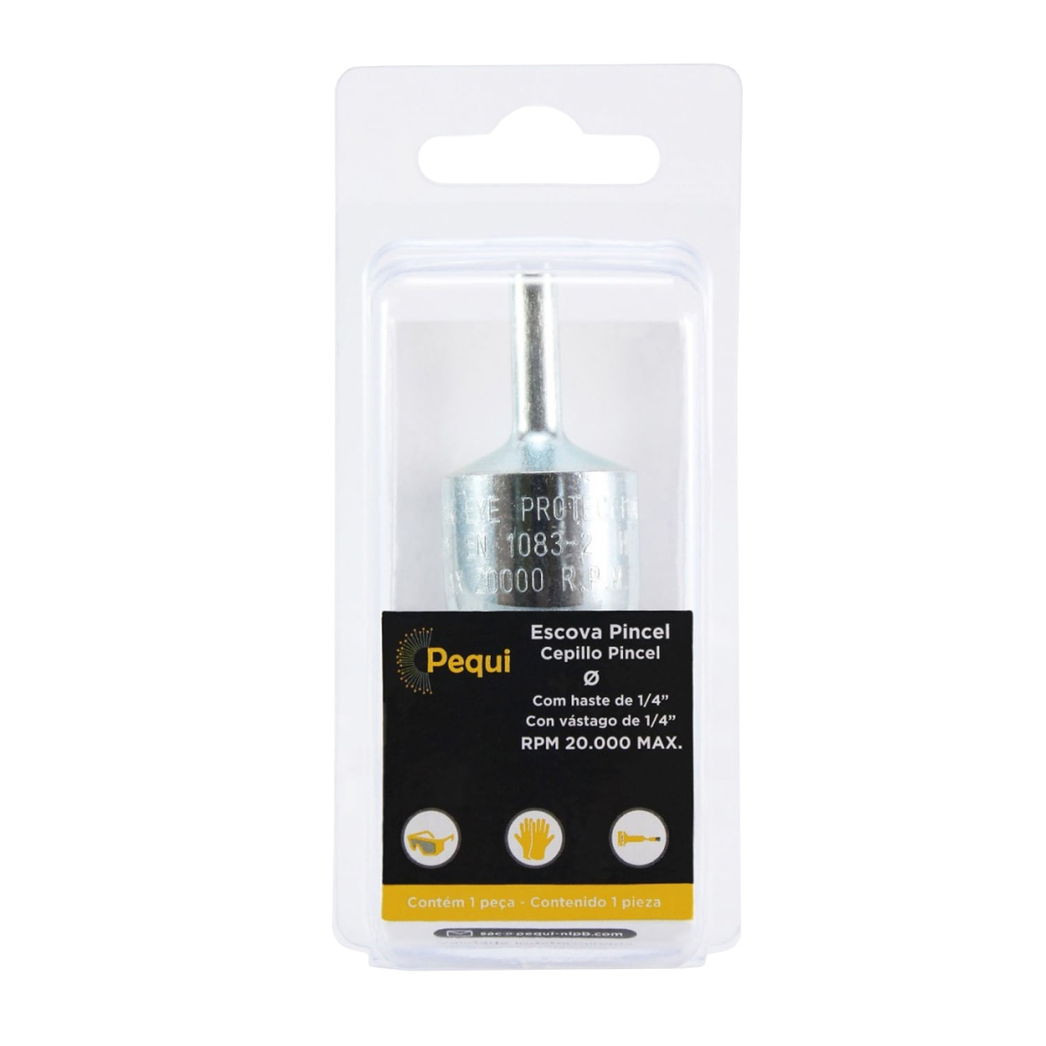 ESCOVA COM HASTE PINCEL INOX 16 X 0,30 MM H-1/4" 20000RPM