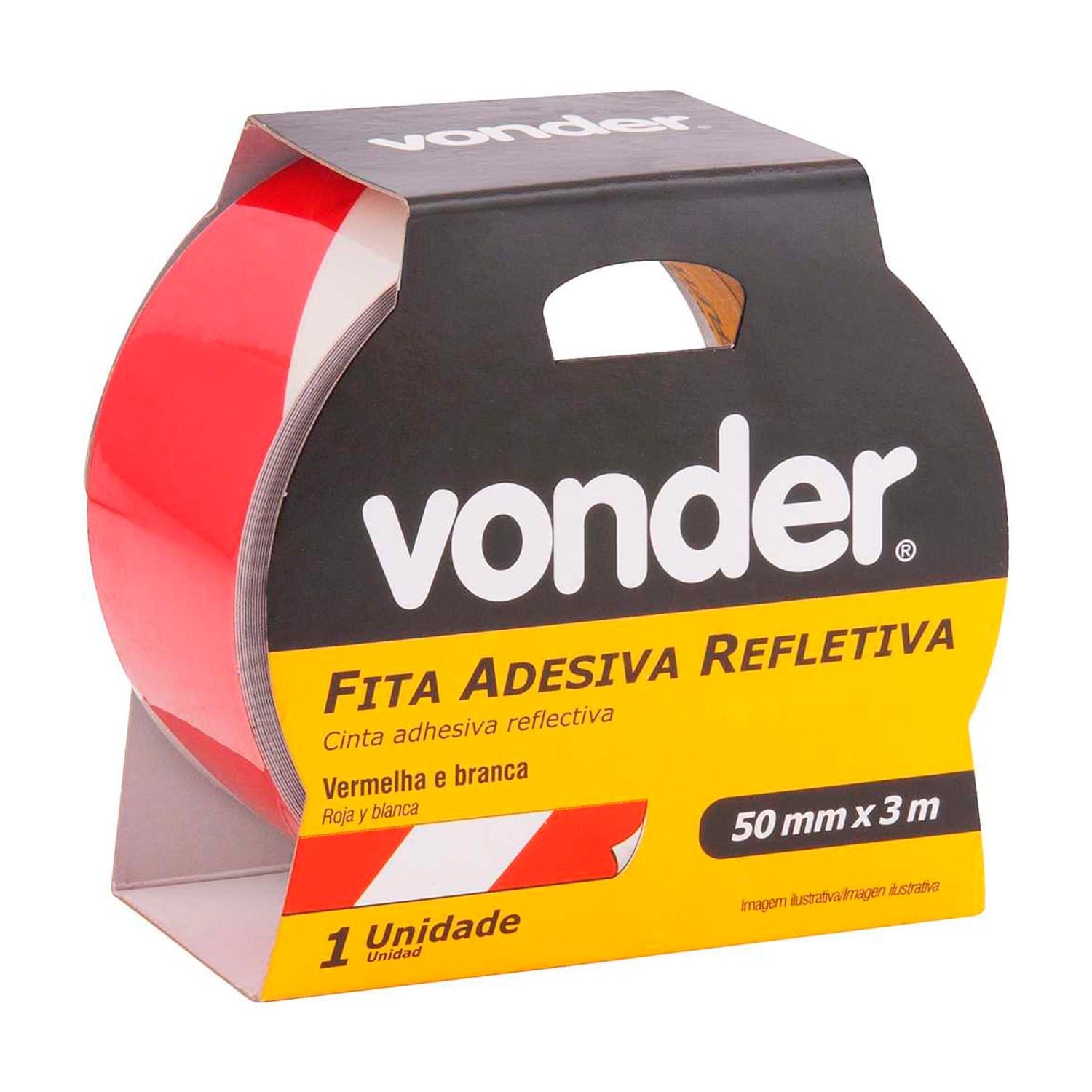 FITA REFLETIVA 50MM X 3M - VERMELHA E BRANCA