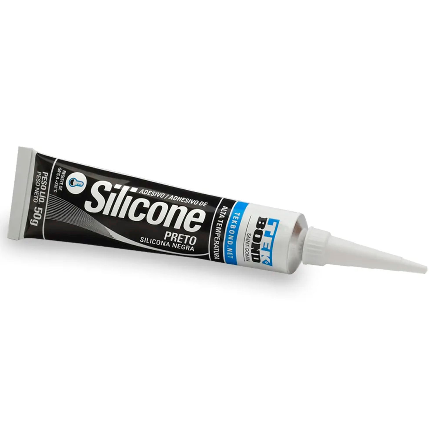 ADESIVO DE SILICONE 50 G ACÉTICO PRETO A.TEMP.