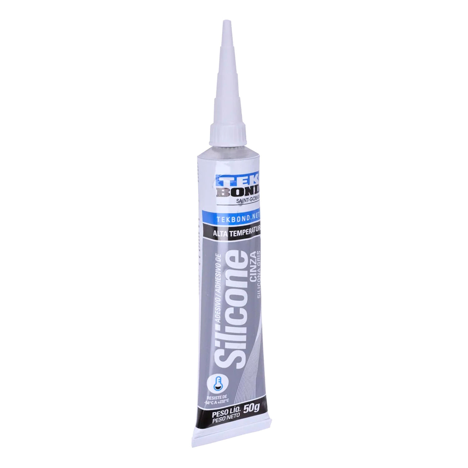 ADESIVO DE SILICONE 50 G ACÉTICO CINZA A.TEMP.